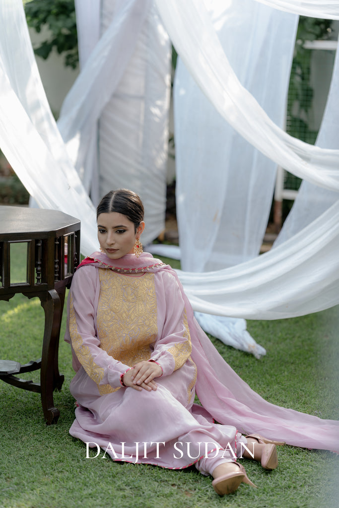 Pink Long Yolk Tilla Suit